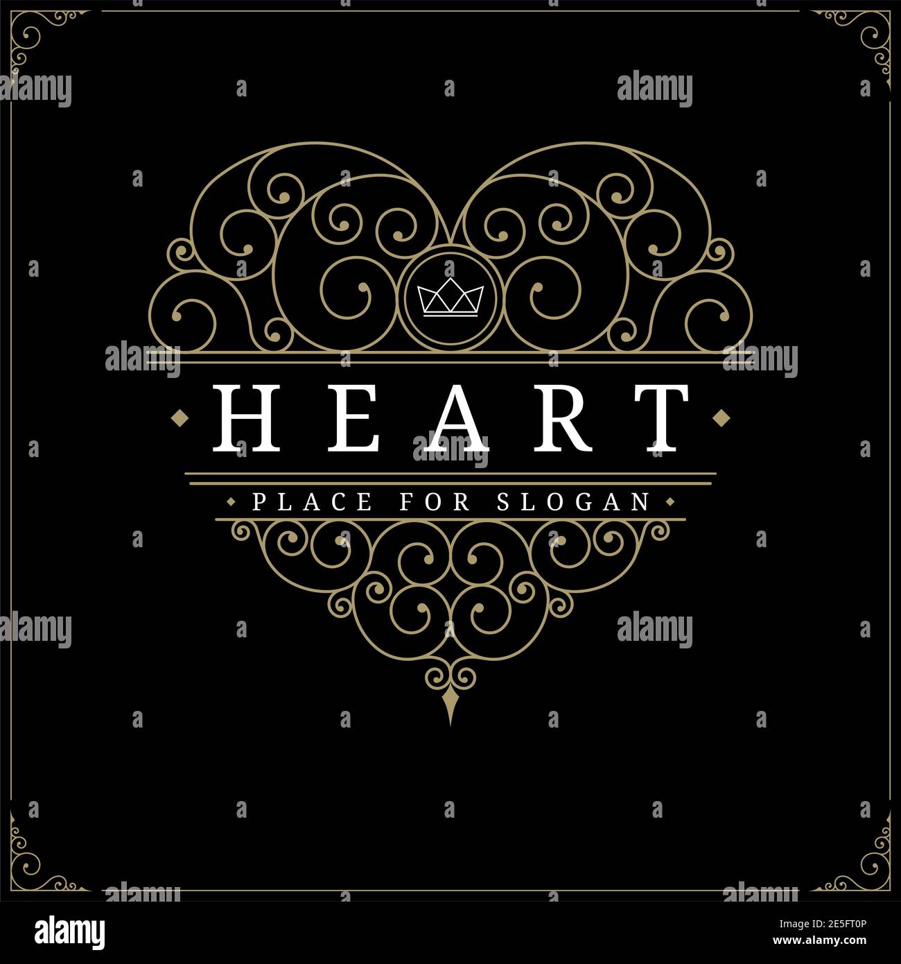 Heart line art border Stock Vector Images - Alamy