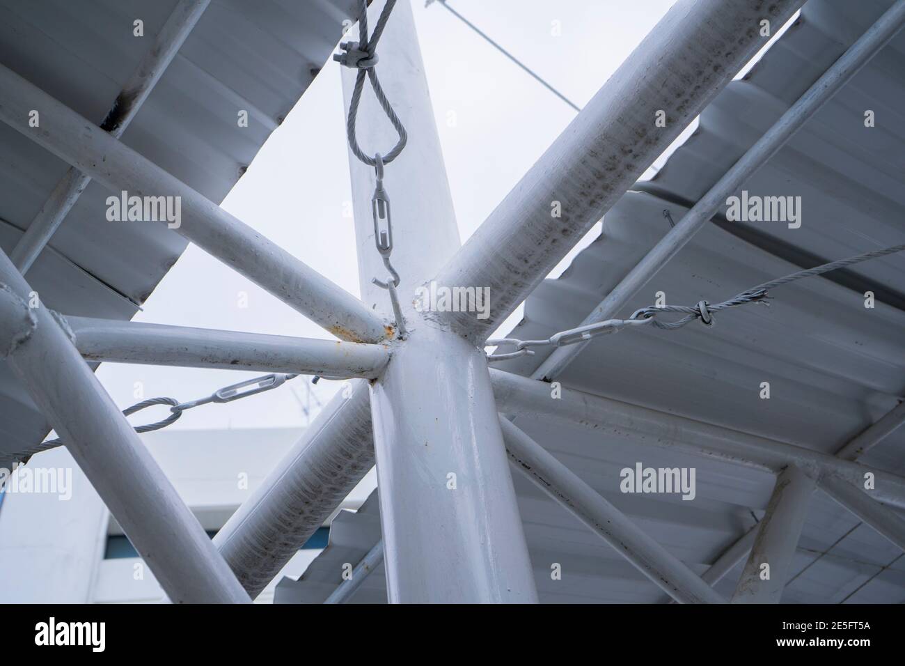 Architectural detail of a modern building with steel structure, Rooftop ...