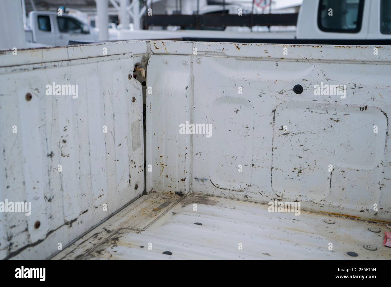 Rear view of a used pick up truck, detail of a truck Stock Photo - Alamy