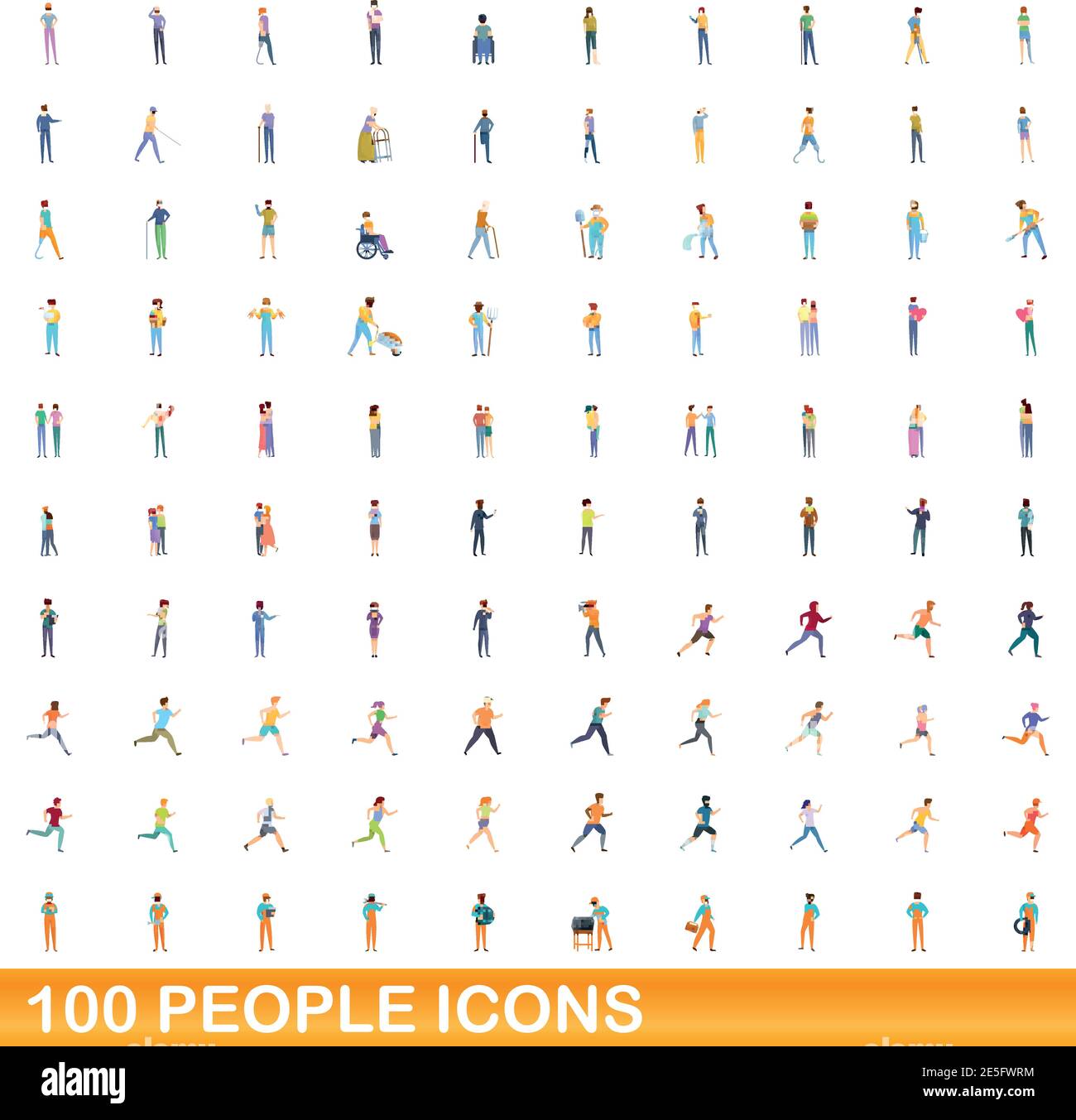 100 people icons set. Cartoon illustration of 100 people icons vector ...