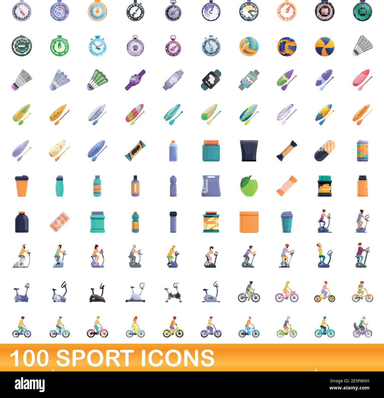 100 sport icons set. Cartoon illustration of 100 sport icons vector set ...