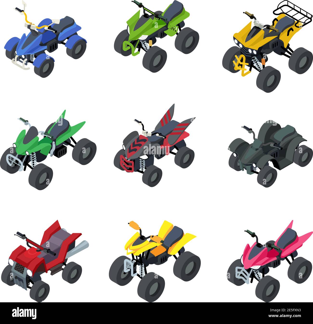 Quad bike icons set. Isometric set of quad bike vector icons for web ...