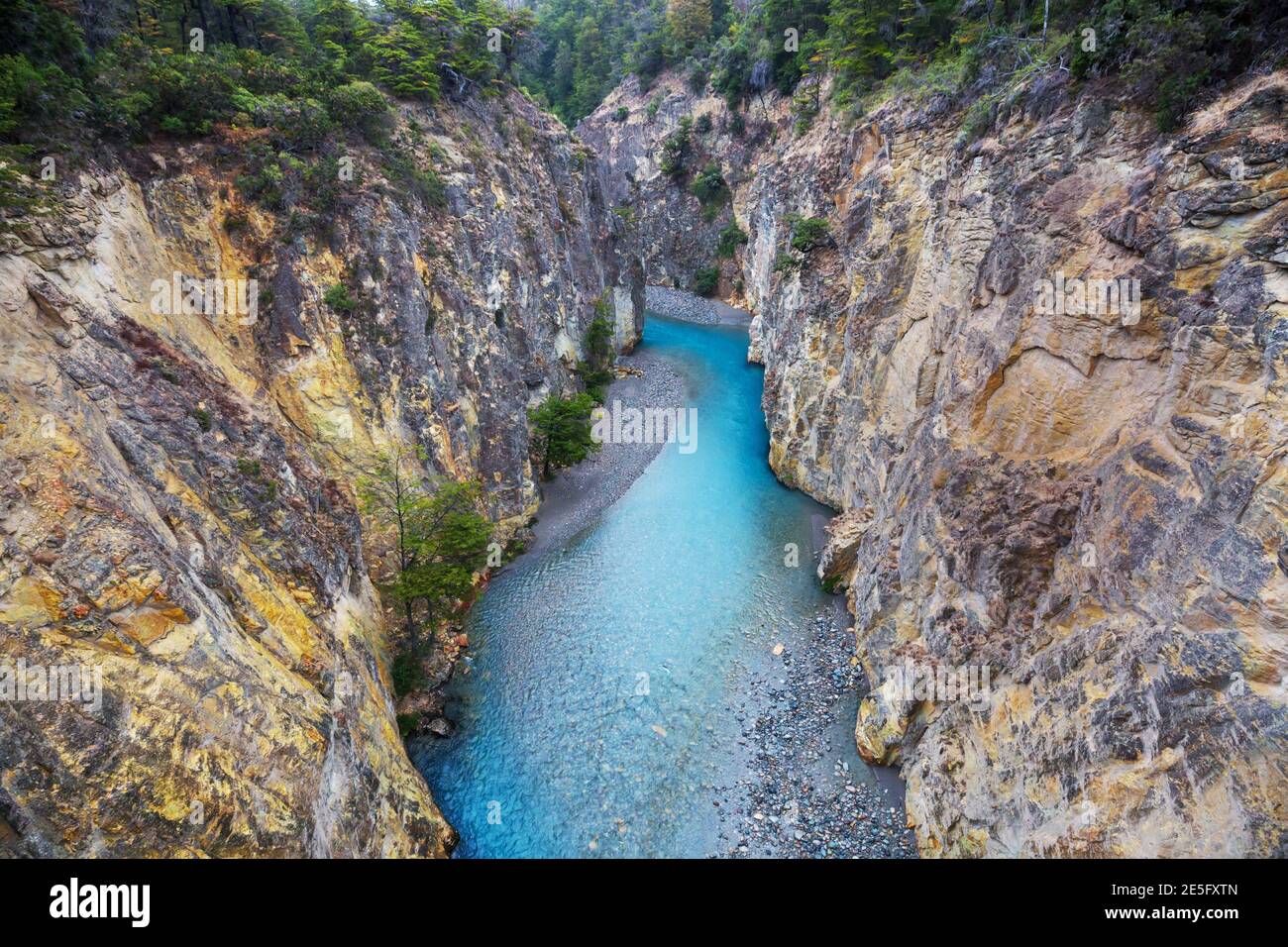 Blue river in narrow canyon in the Chile Stock Photo - Alamy