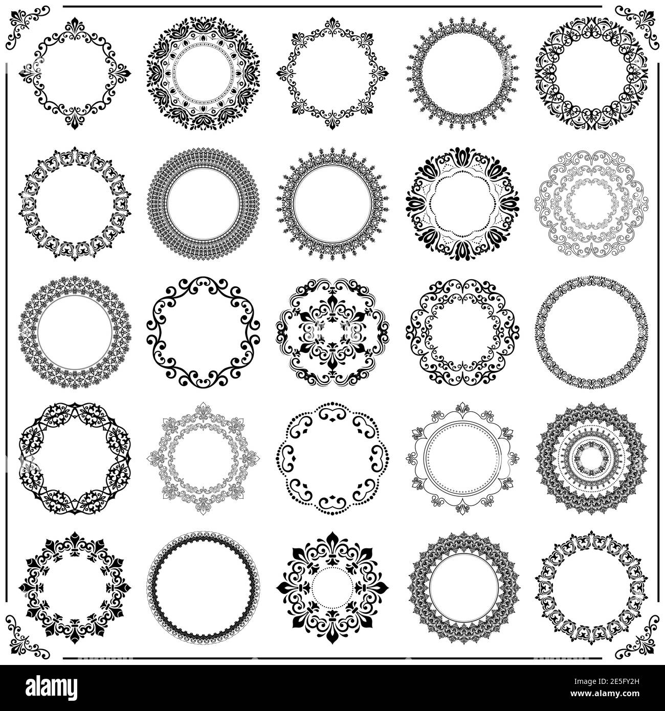 Vintage Set of Round Elements Stock Photo - Alamy