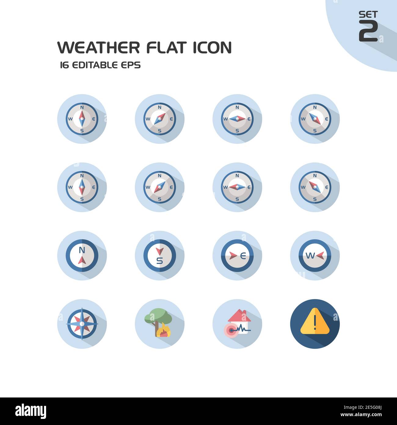 Weather and meteorology group. Compass and natural disasters. Isolated ...