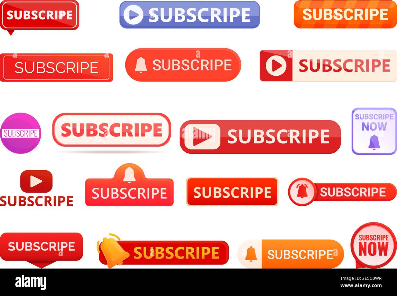 Subscribe icons set. Cartoon set of subscribe vector icons for web ...