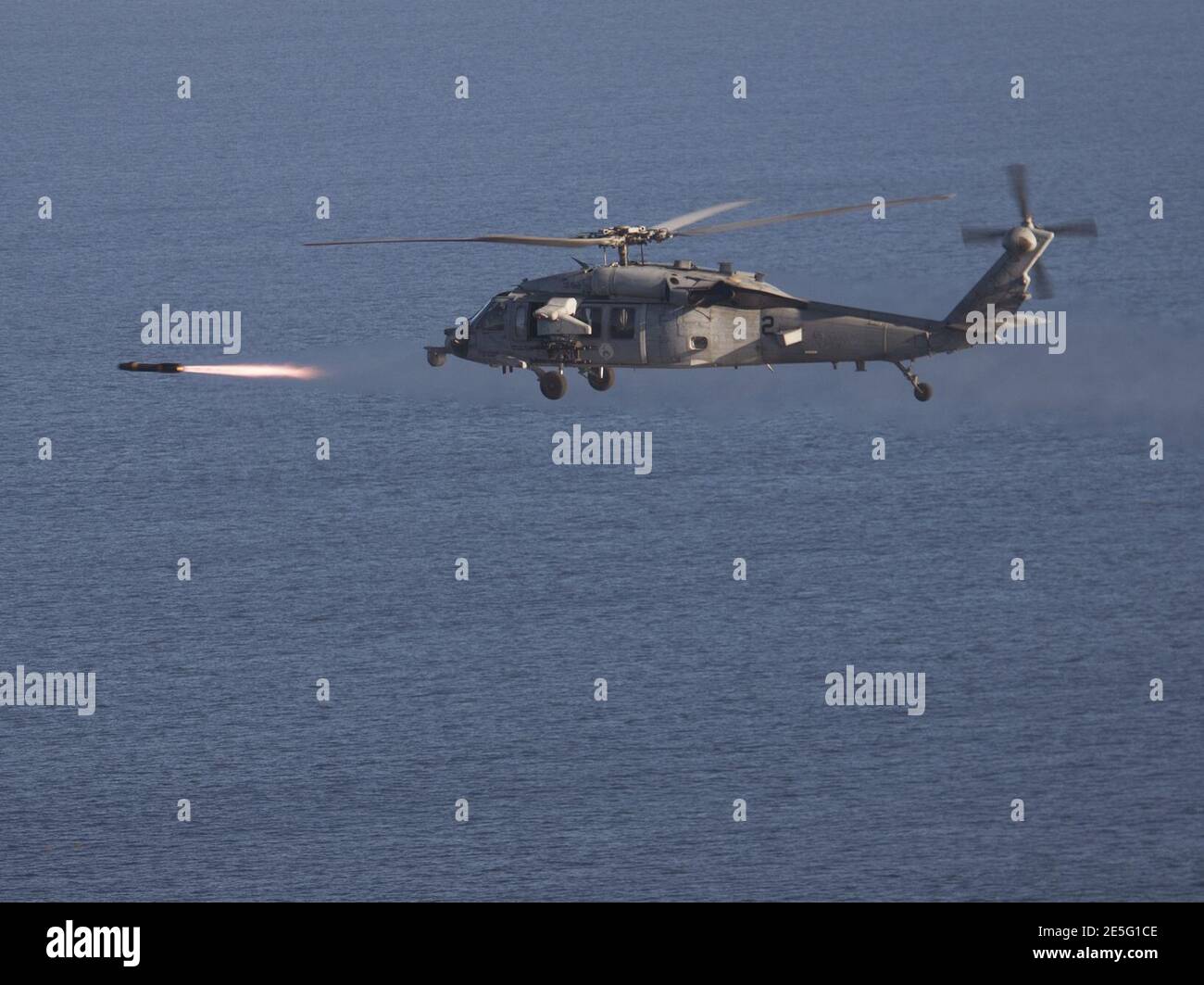 MH-60S of HSC-8 launching AGM-114B Hellfire in February 2015 Stock ...