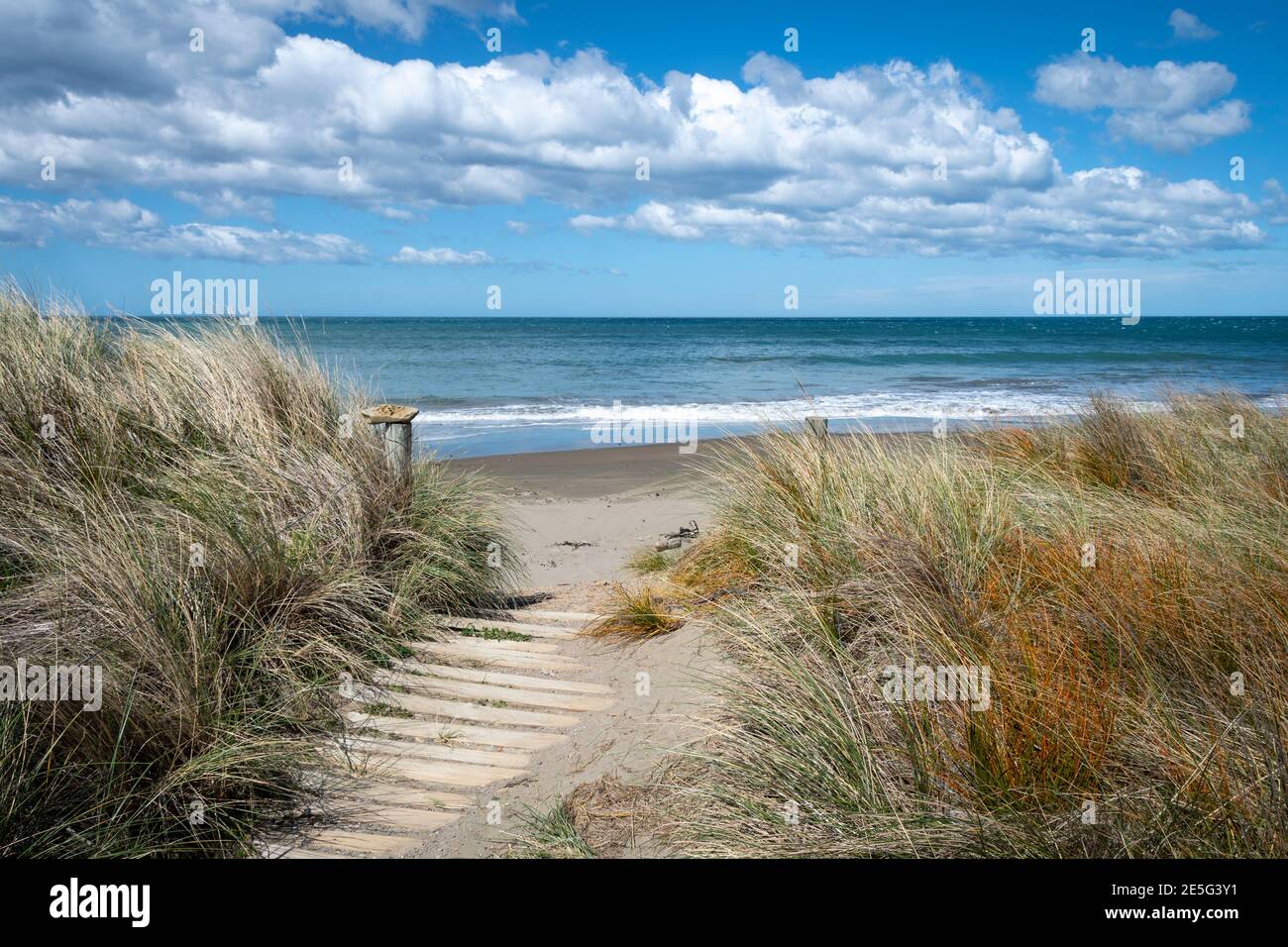 Pathway through dunes to beach at Akitio, Tararua District, North ...