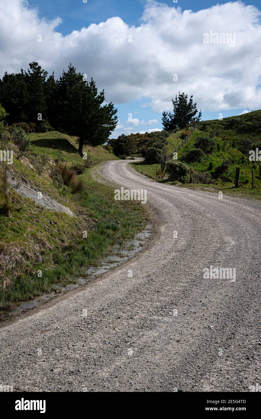 Country road near Pongaroa, Tararua District, North Island, New Zealand ...
