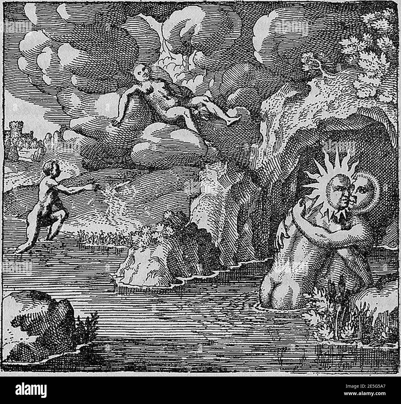 Michael Maier Atalanta Fugiens Emblem 34 Stock Photo - Alamy