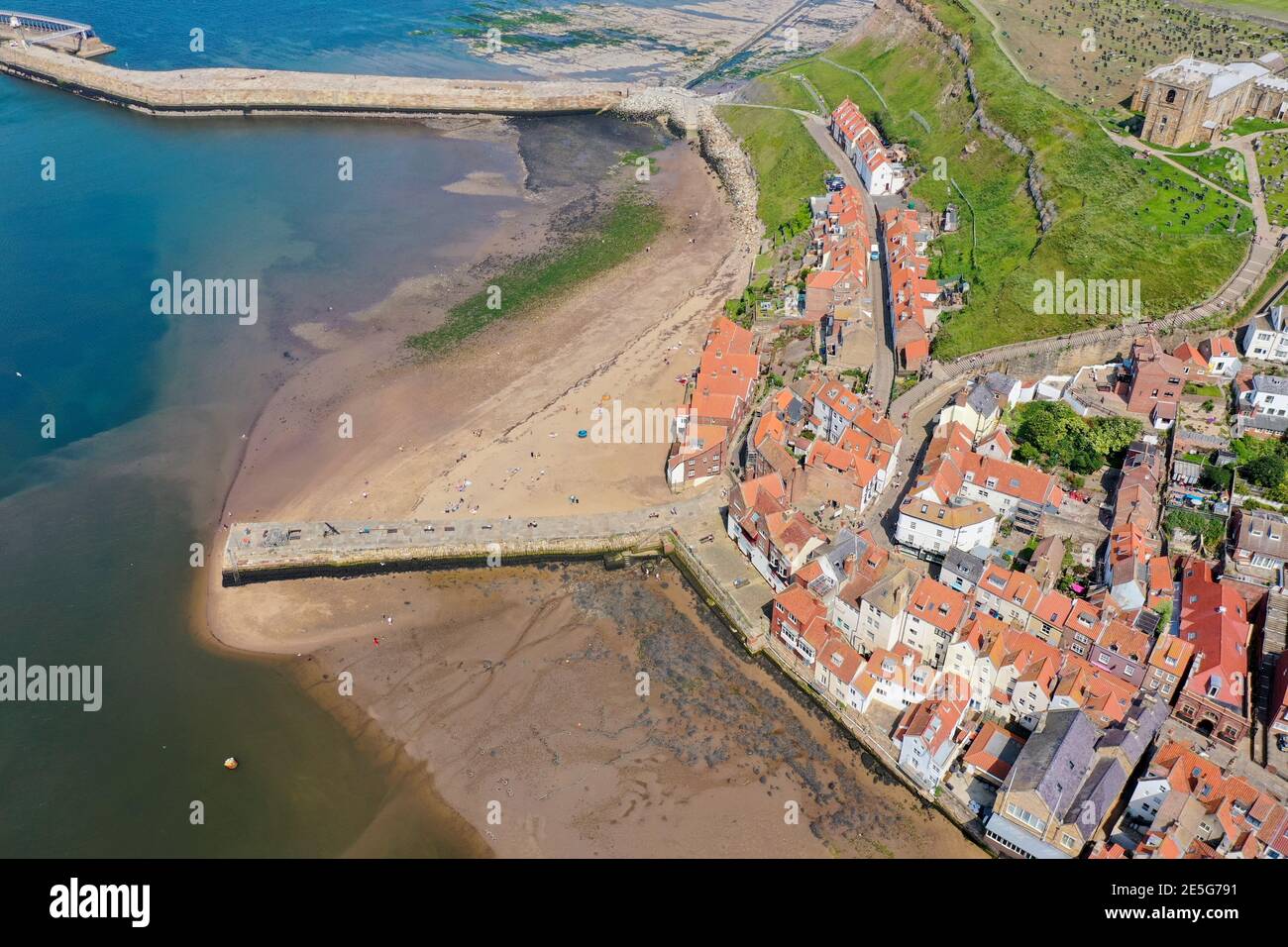 Aerial photo of the beautiful town of Whitby in the UK, North Yorkshire ...