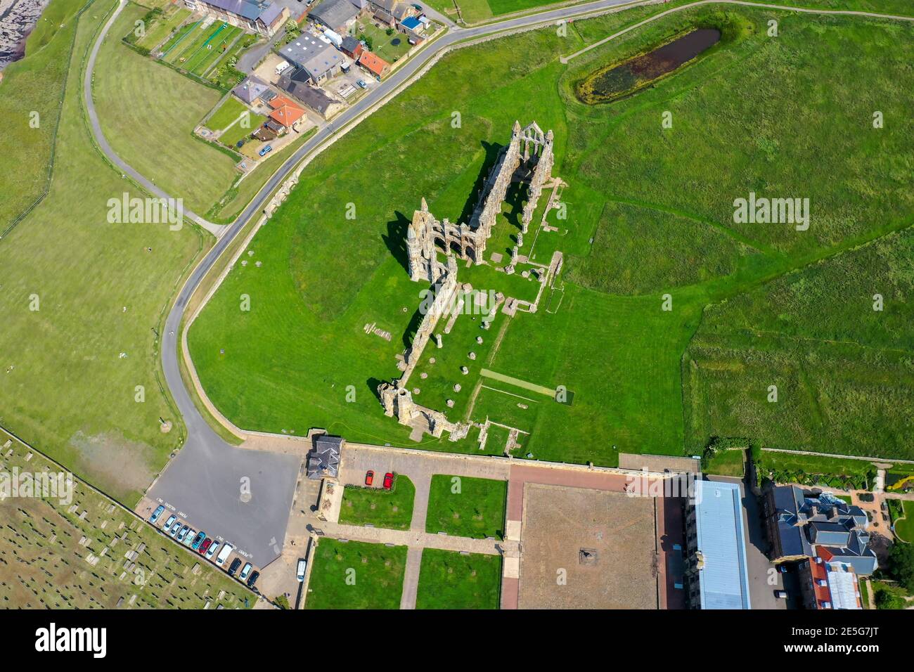 Aerial photo of the beautiful town of Whitby in the UK in North ...