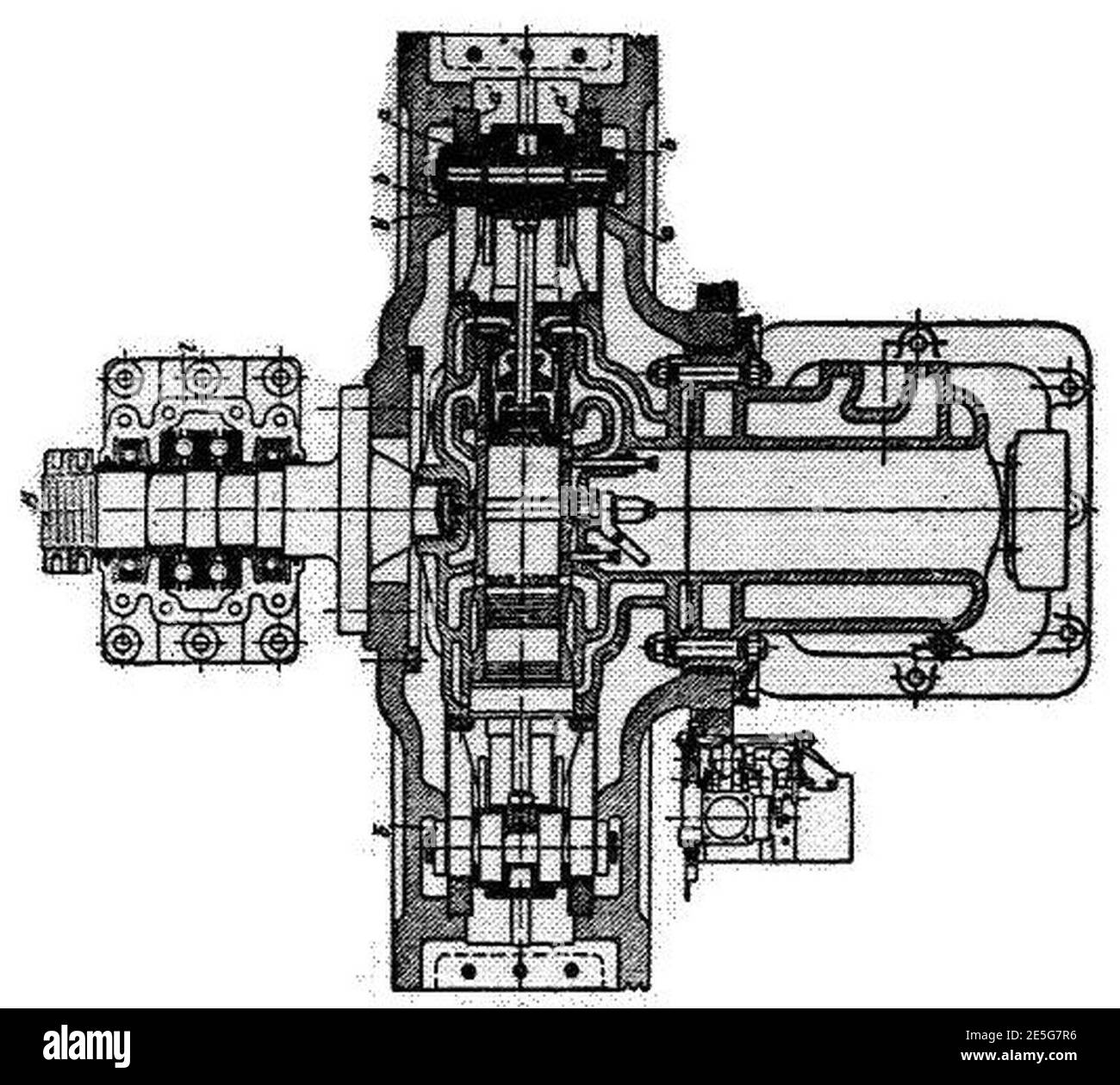 Michel engine, longitudinal section from above (NACA 462 Stock Photo ...