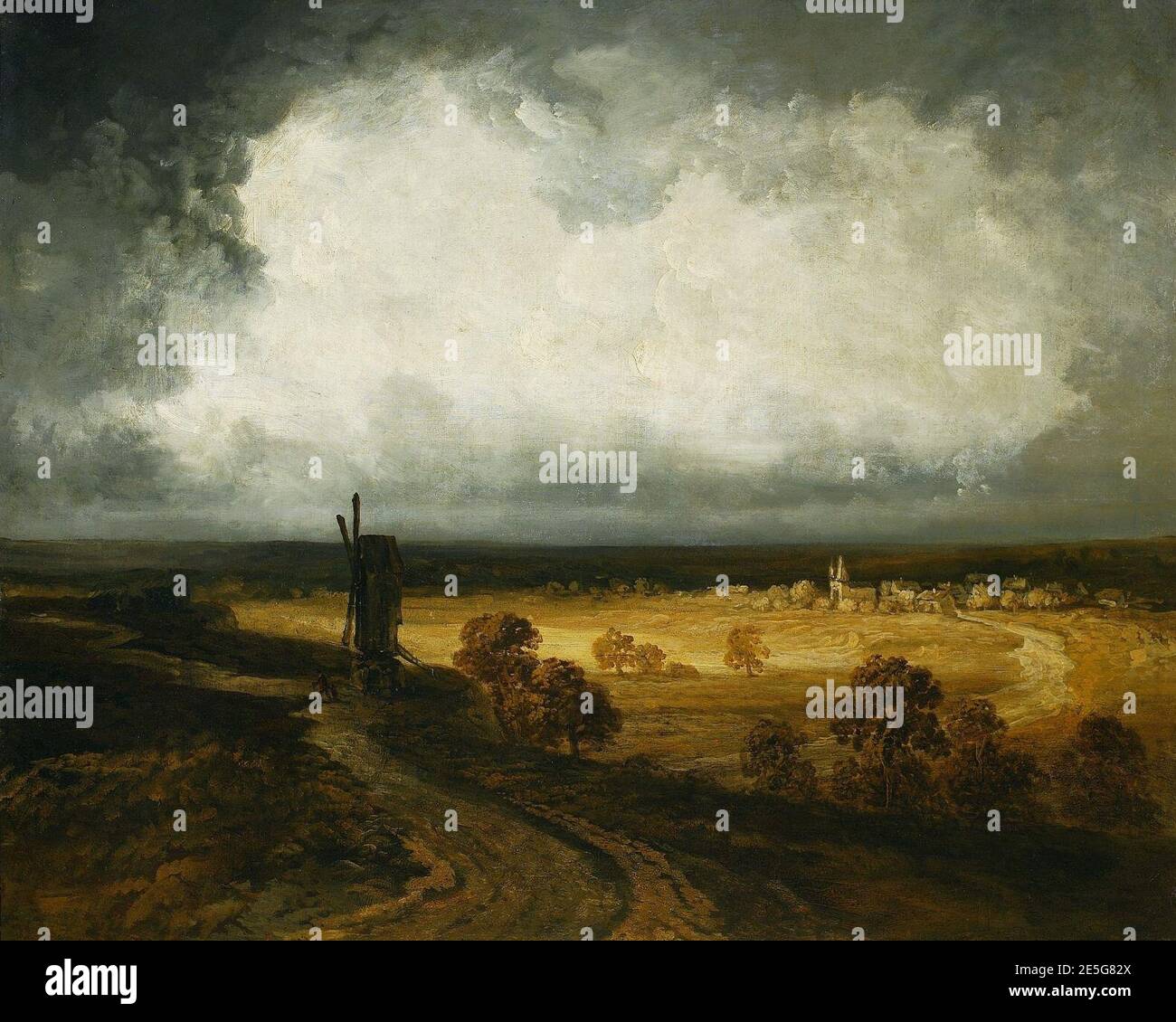 Michel Landscape with a windmill Stock Photo - Alamy