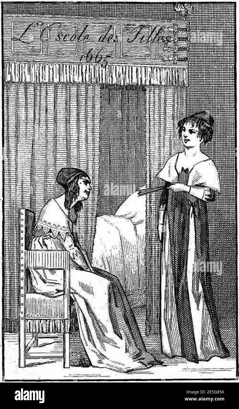 Michel Millot - L Escole des filles, 1790-1800, frontispice Stock Photo - Alamy