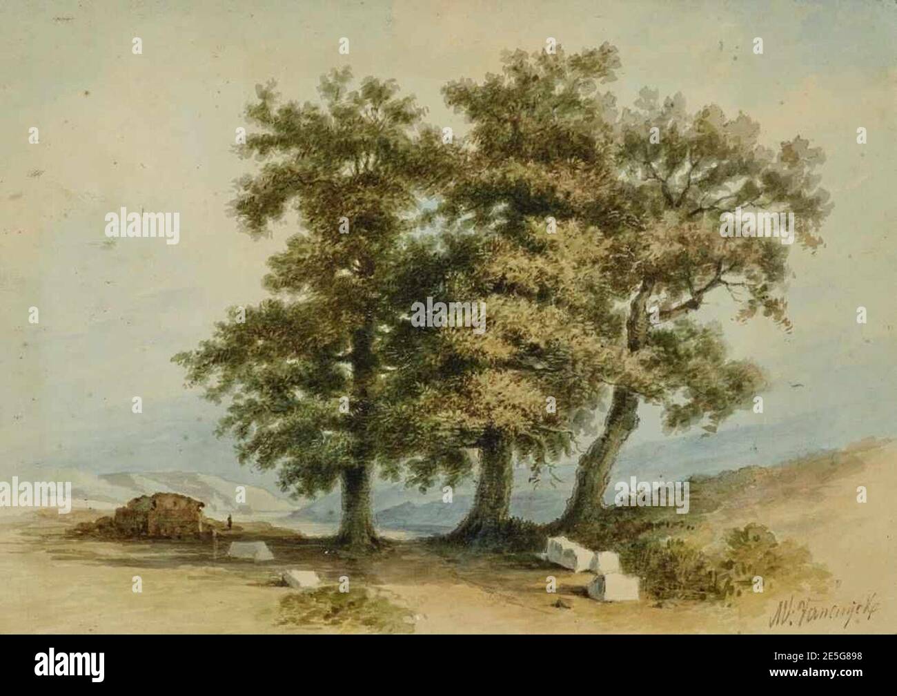 Michel Van Cuyck - Three oak trees in a river landscape Stock Photo - Alamy