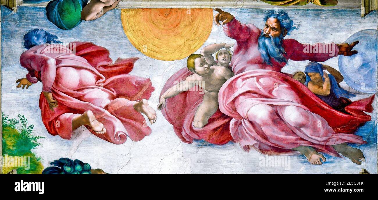 Michelangelo - Creation of Sun Moon and Planets post restoration crop ...