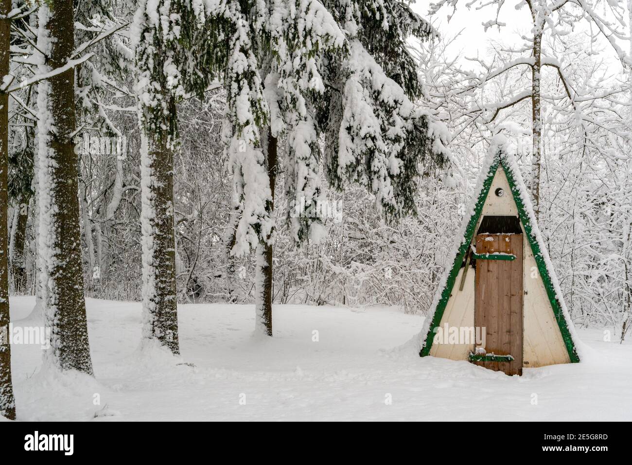 Toilet in the winter forest after heavy snowfall Stock Photo - Alamy