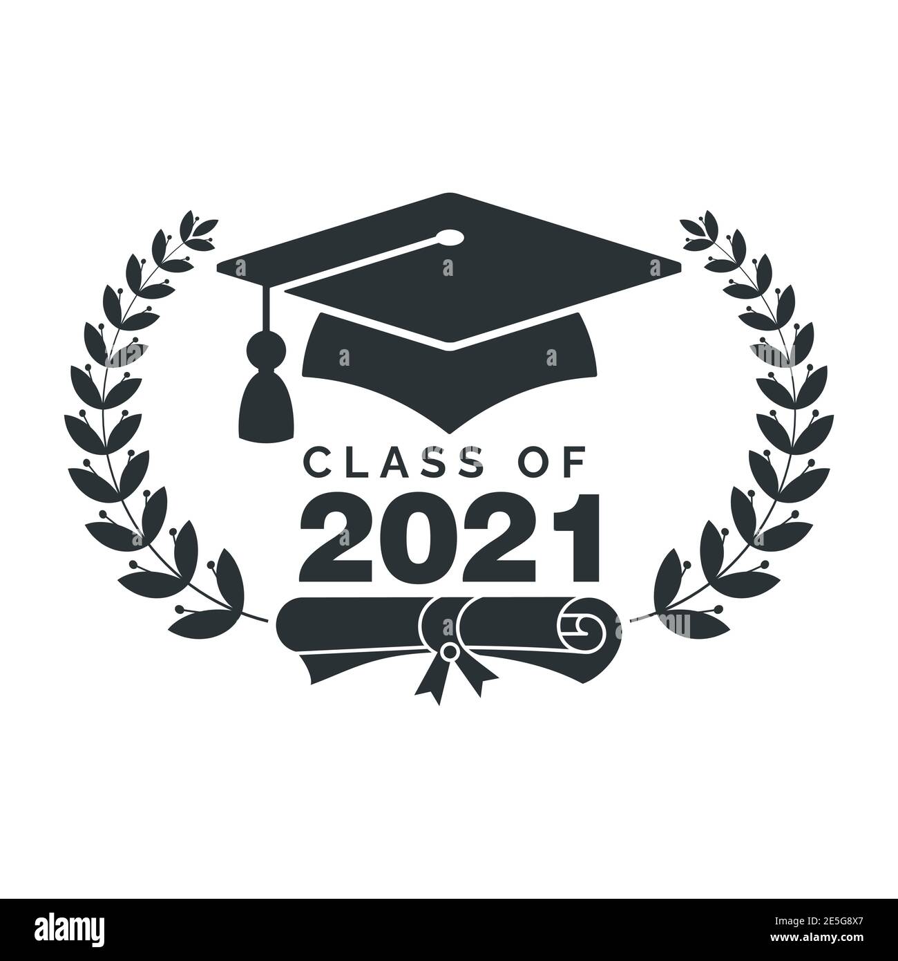 Graduate cap black logo with laurel wreath Stock Vector Image & Art - Alamy