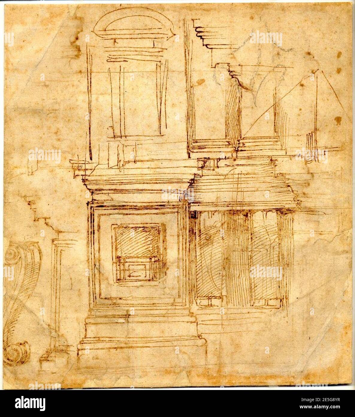 Michelangelo - Studies for an elaborate wall composition (for the ...