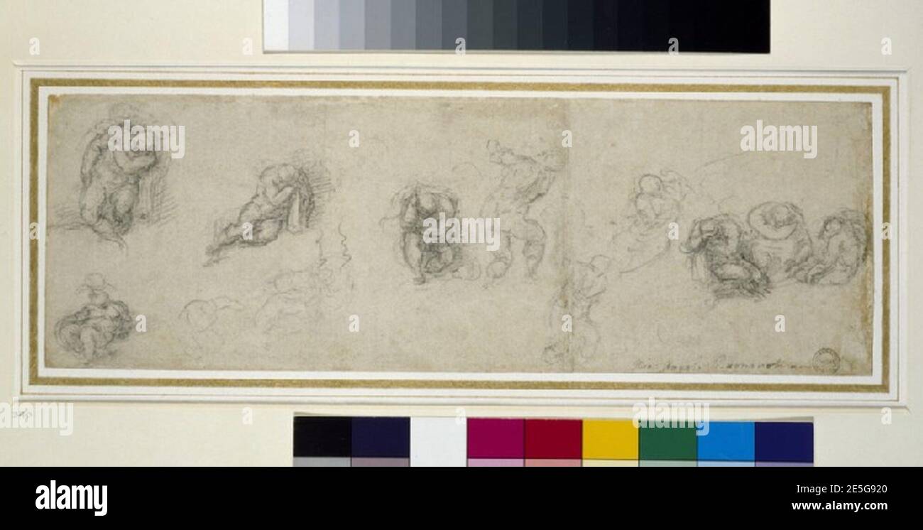 Michelangelo - Studies of a sleeping Apostle and other Figures, WA1846 ...