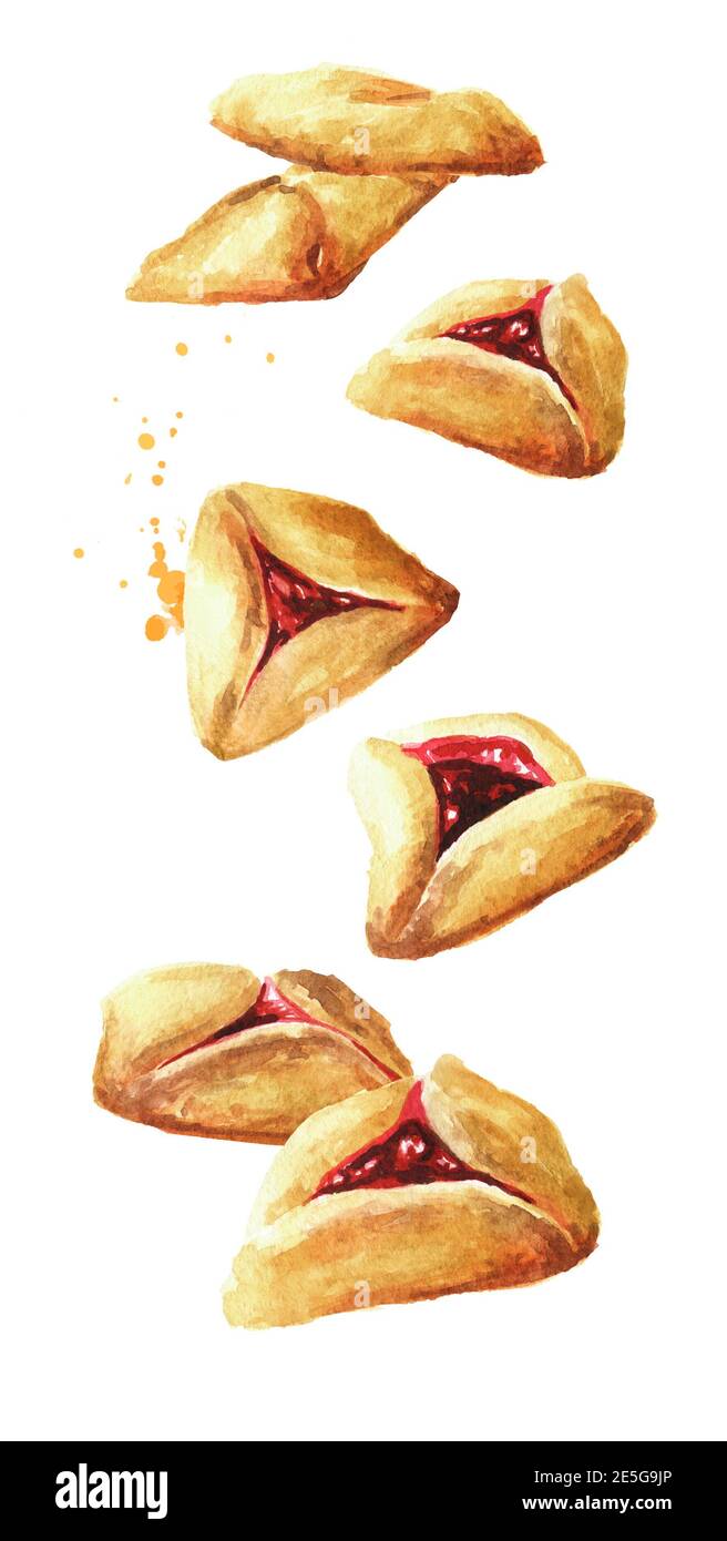 Falling Traditional Jewish cookies Hamantaschen or hamans ears for ...