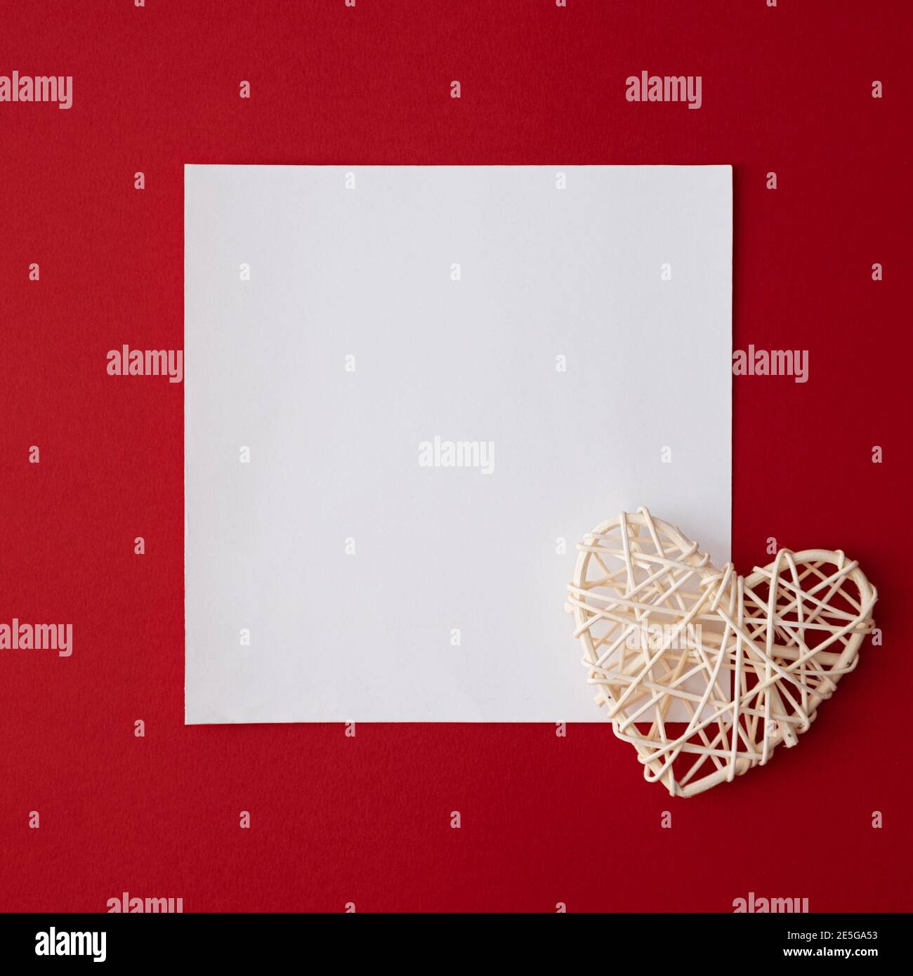 Valentine's Day white and red card with heart shape decoration Stock ...