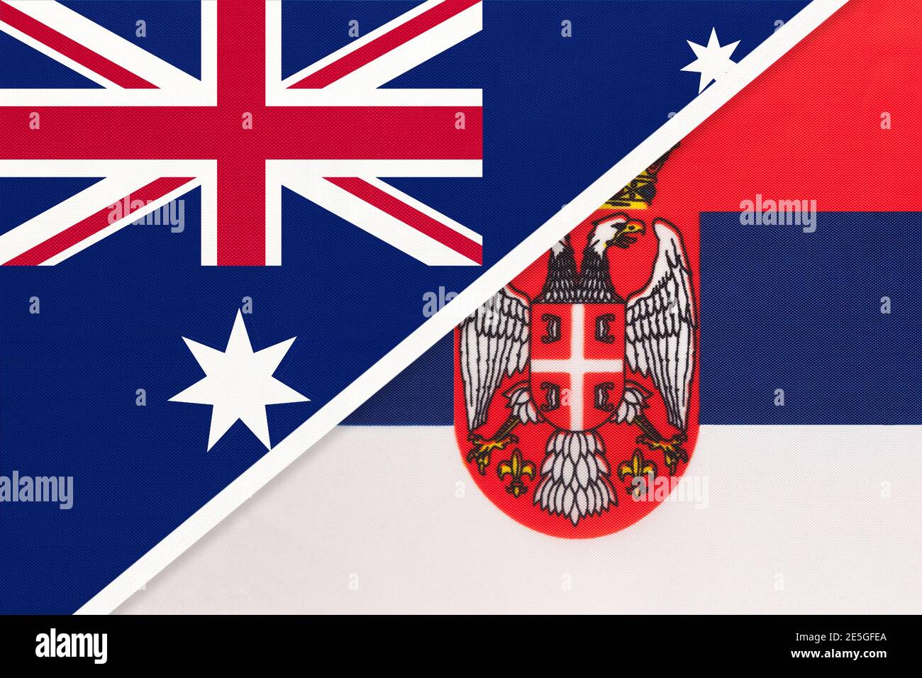 Australia and Serbia, national flags from textile. Relationship ...