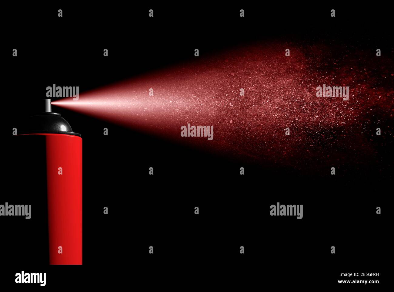 Red vibrant spray paint on a black background 3d render Stock Photo - Alamy
