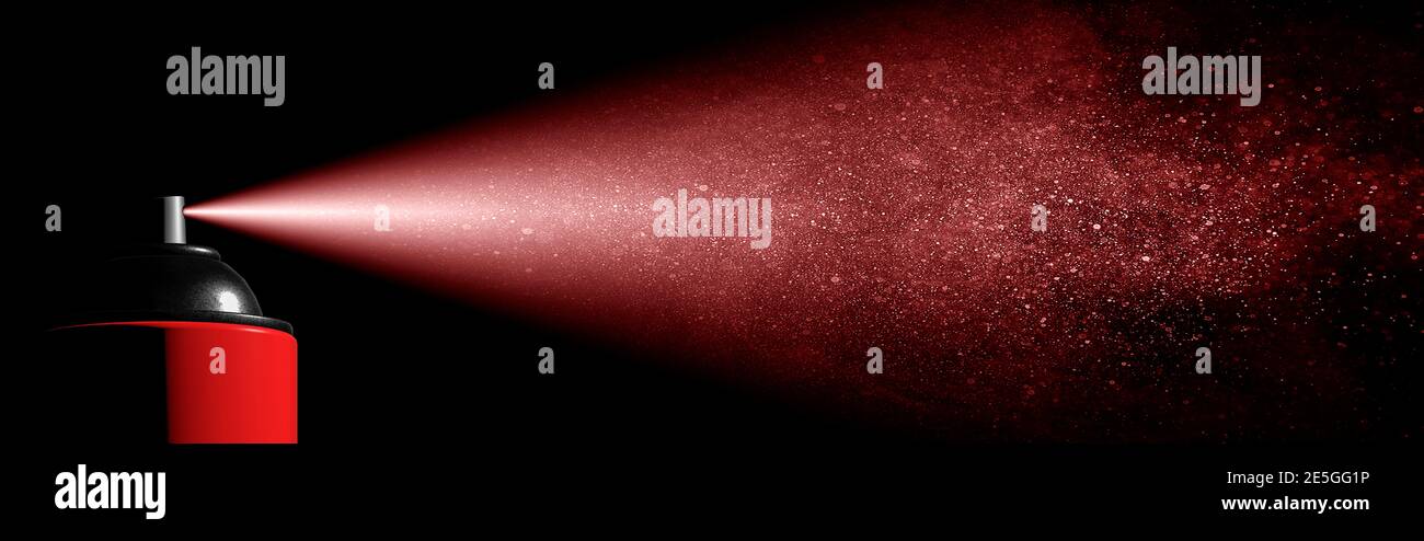 Red vibrant spray paint on a black background 3d render Stock Photo - Alamy