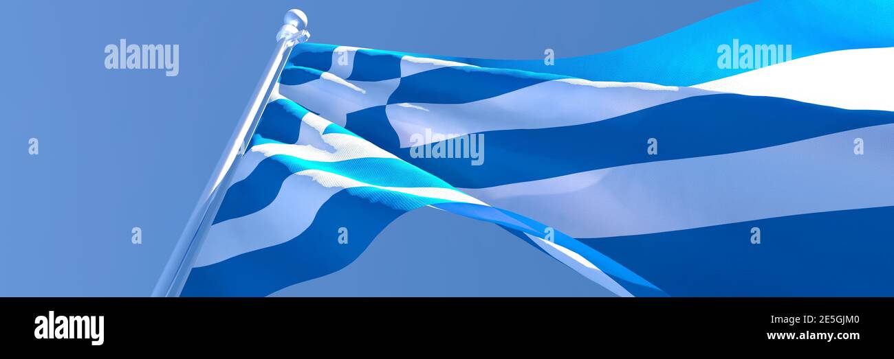 3D rendering of the national flag of Greece waving in the wind Stock ...