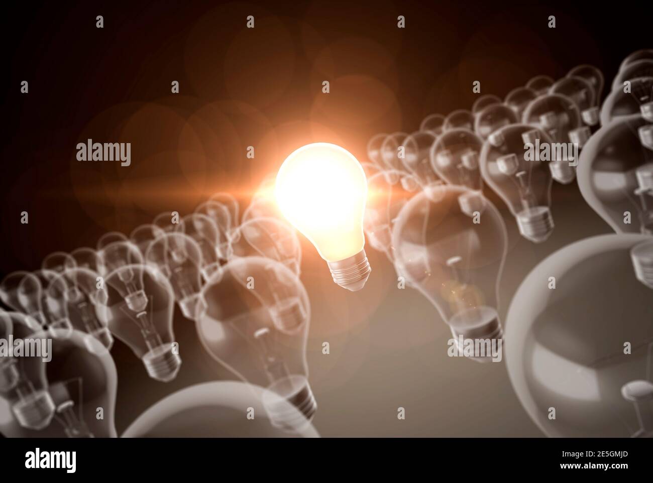 Conceptual light bulb illuminated with an idea or thought 3d render ...