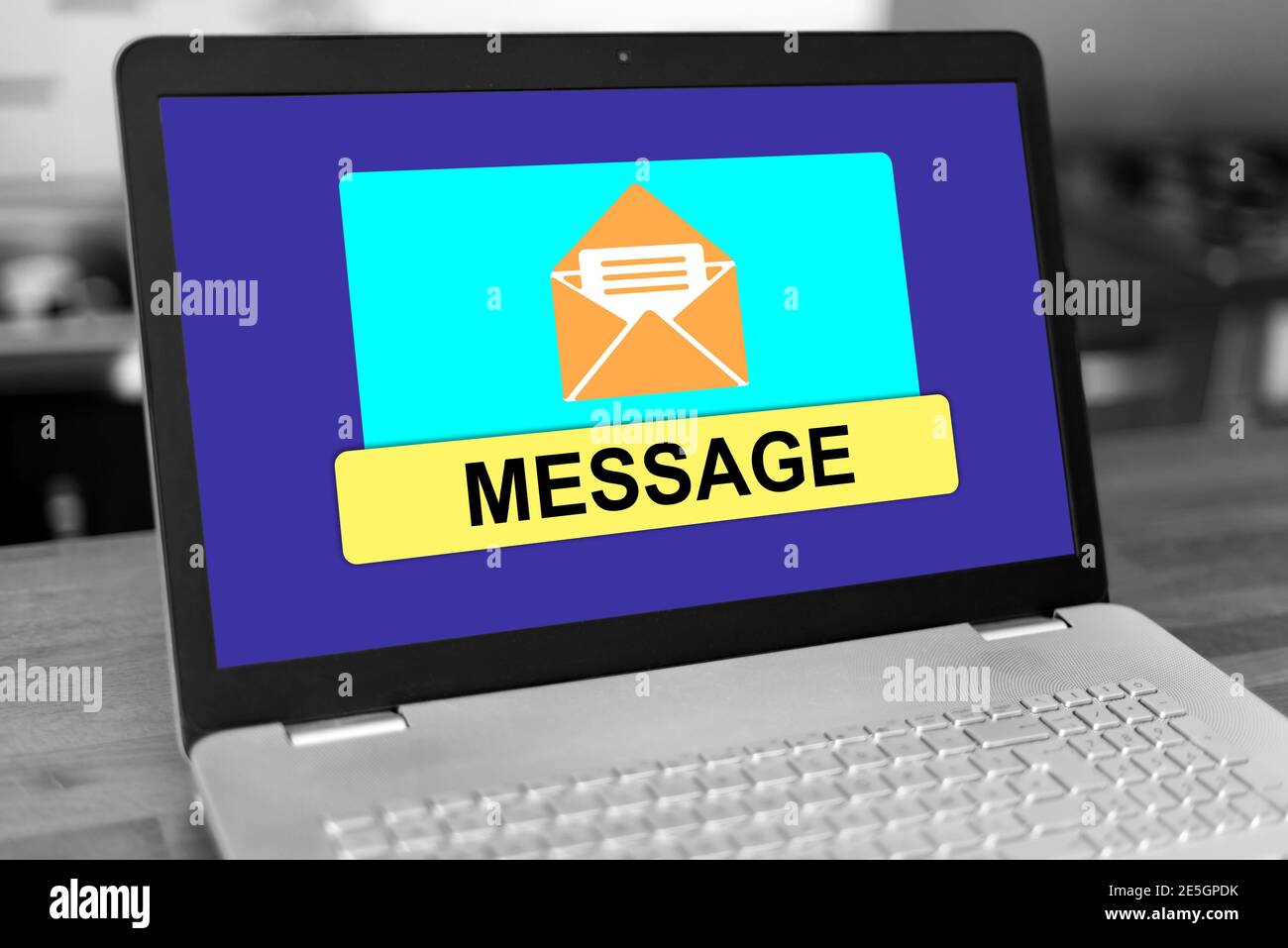Laptop screen with message concept Stock Photo - Alamy
