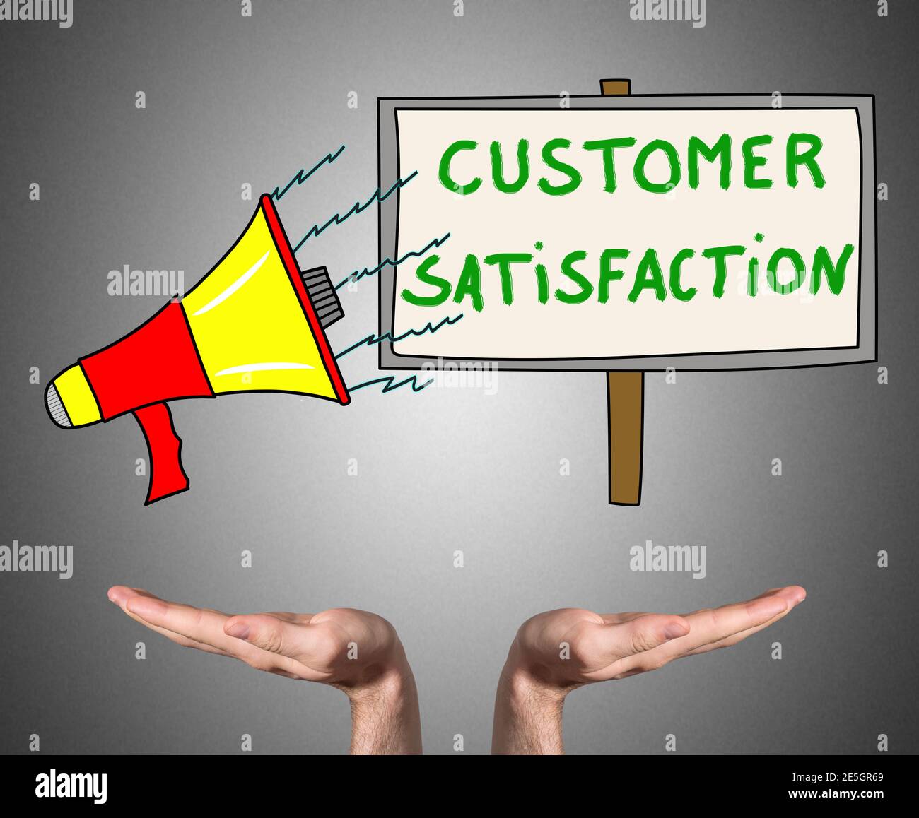 Open hands sustaining customer satisfaction concept Stock Photo - Alamy