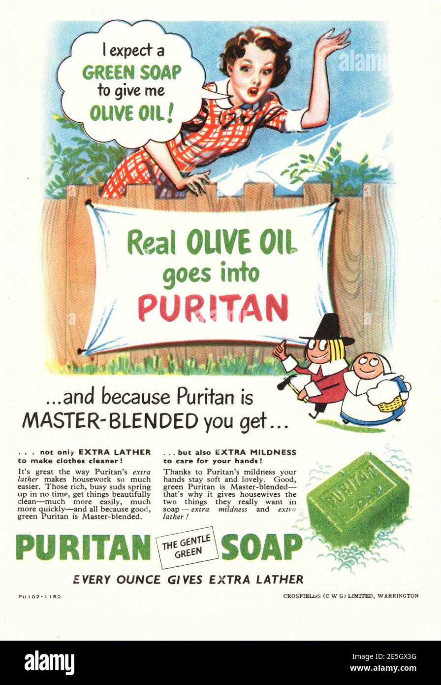 1950 UK Magazine Advert Puritan Soap Stock Photo - Alamy