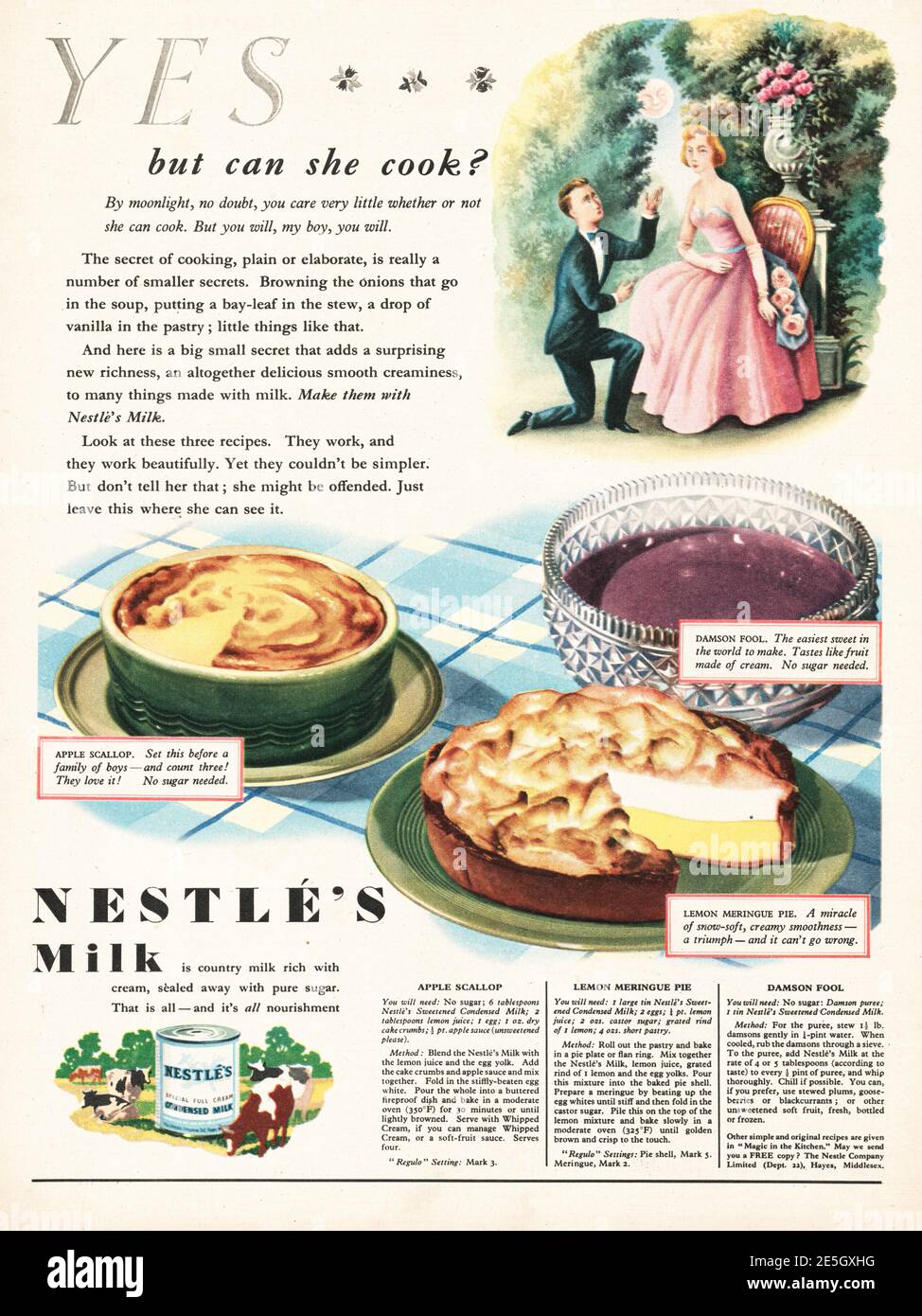 1950 UK Magazine Advert Nestle's Milk Stock Photo - Alamy