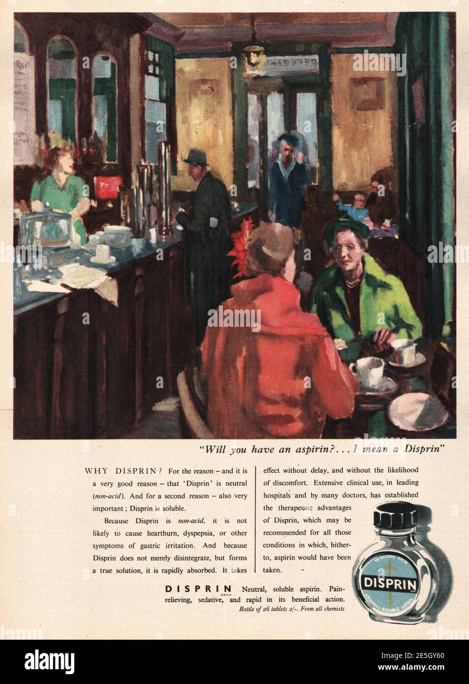 1950 UK Magazine Advert Disprin Stock Photo - Alamy