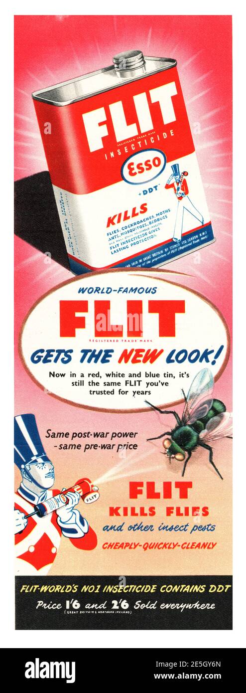 1950 UK Magazine Advert Flit Insecticide Stock Photo - Alamy