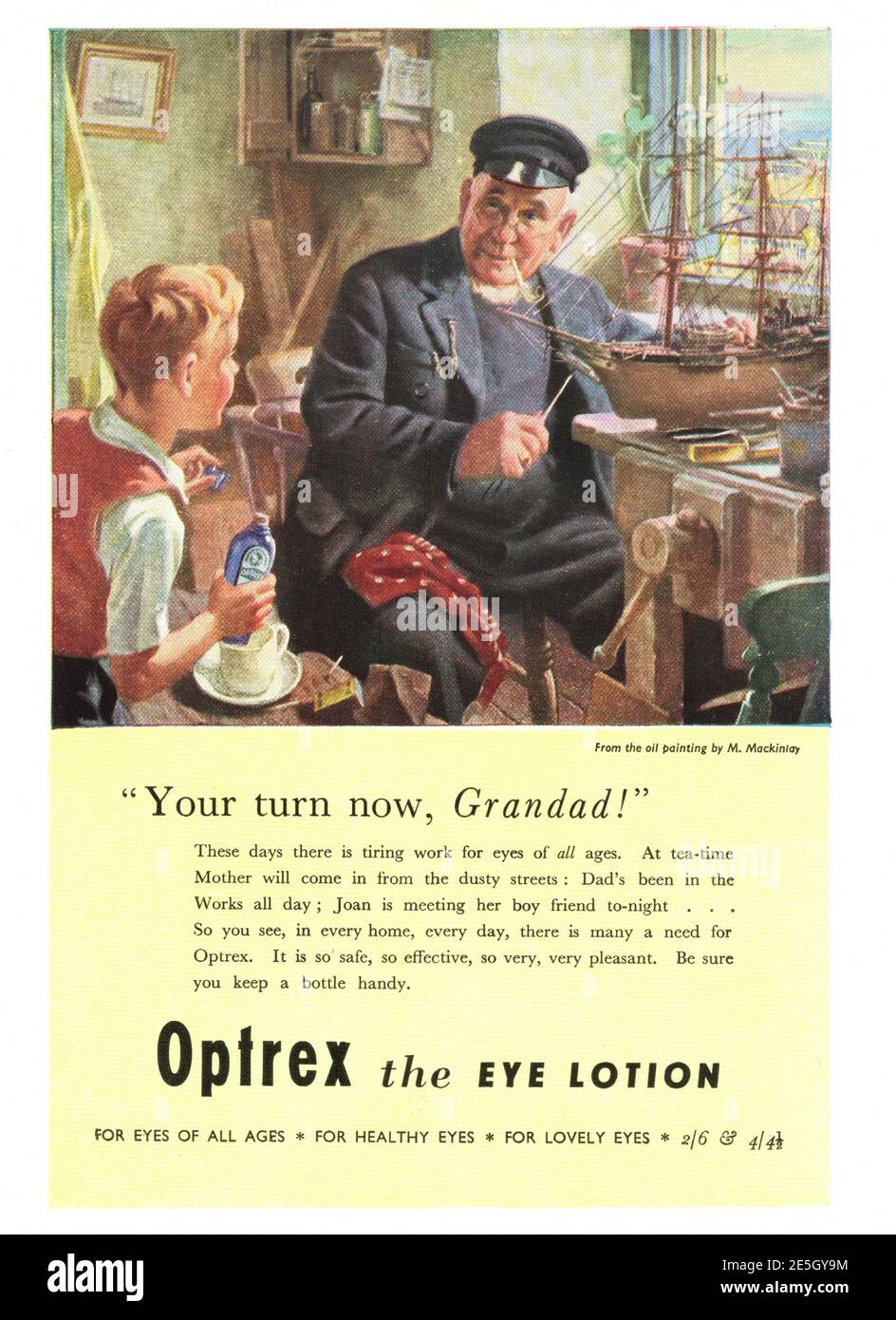 1950 UK Advert Optrex Eye Lotion Stock Photo - Alamy