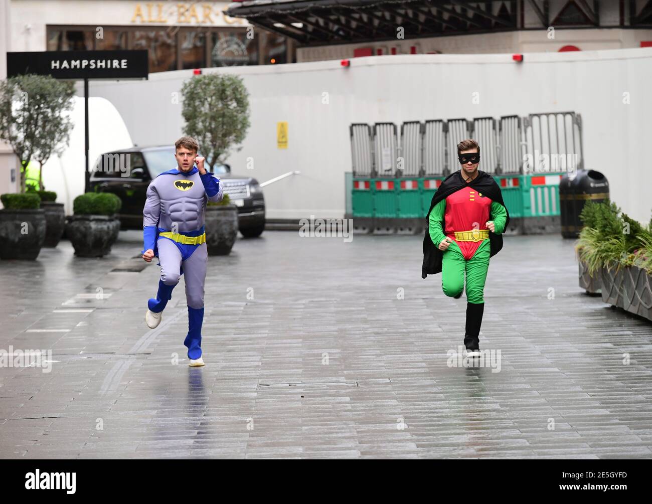 Roman Kemp dressed as Batman (left), and Sonny Jay dressed as Robin ...