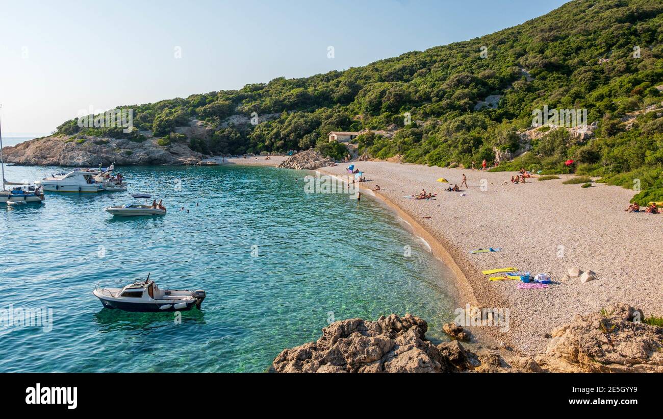 Beautiful beach during late afternoon. Lubenice, Cres, Croatia Stock ...