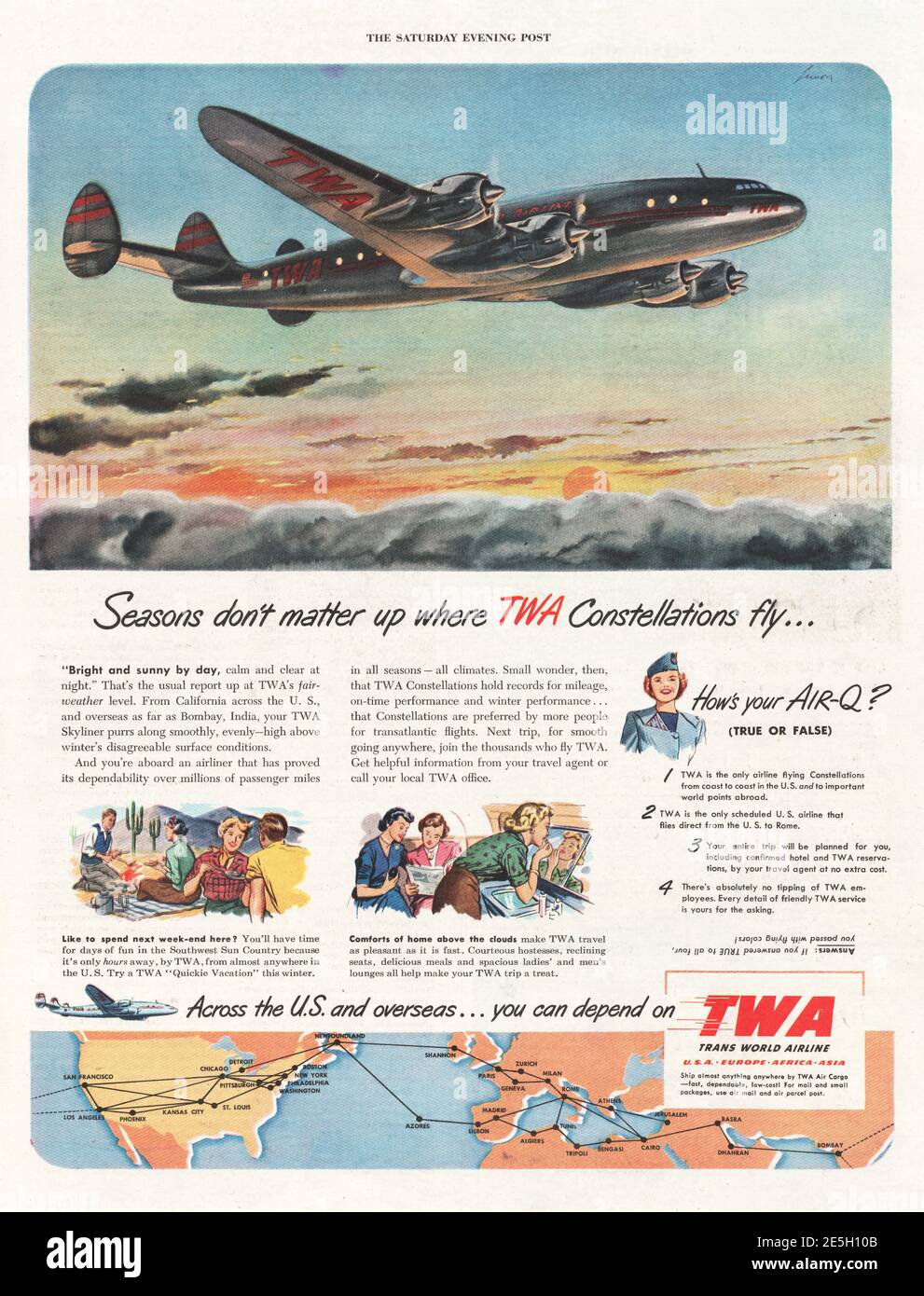 1950 UK Magazine TWA Advert Stock Photo - Alamy