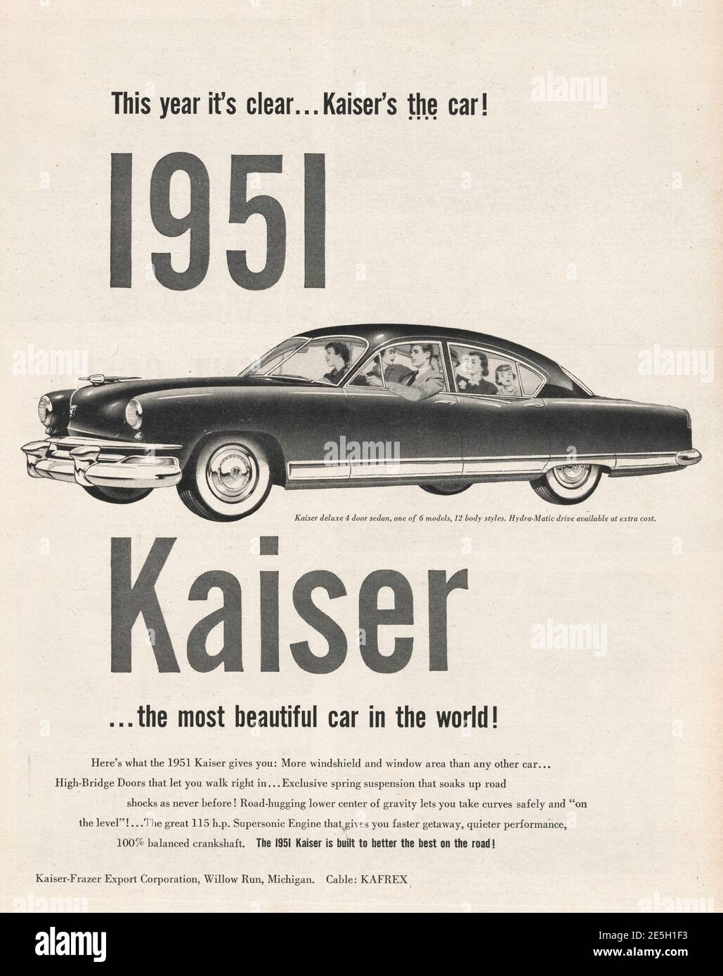 1950 U.S. Magazine Kaiser Frazer Car Advert Stock Photo - Alamy