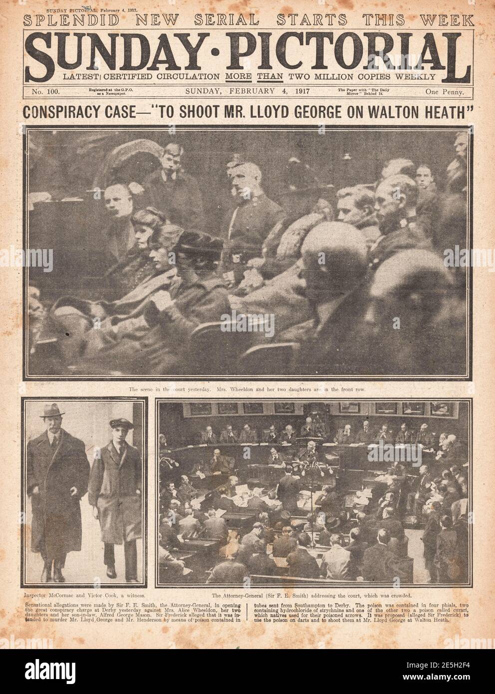 1917 Sunday Pictorial plot to poison Prime Minister Stock Photo - Alamy