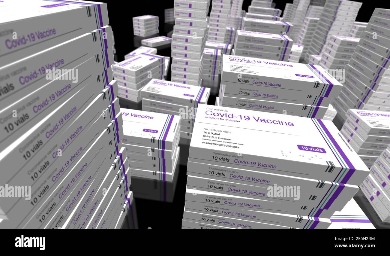 Covid-19 vaccine pack production. Coronavirus sars-cov-2 vaccination ...