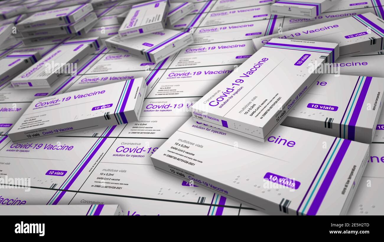 Covid-19 vaccine pack production. Coronavirus sars-cov-2 vaccination ...