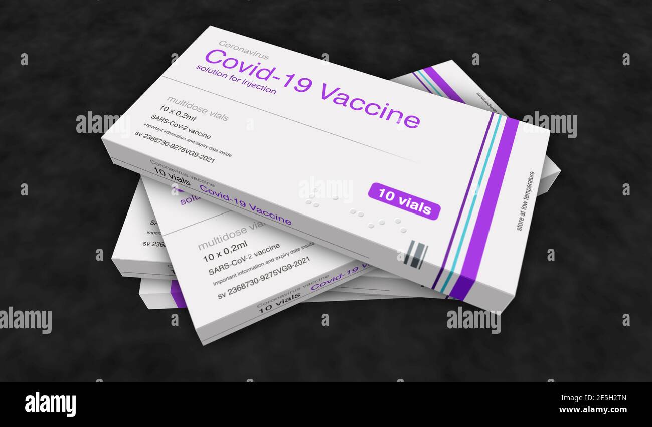 Covid-19 vaccine multidoses box. Coronavirus sars-cov-2 vaccination ...