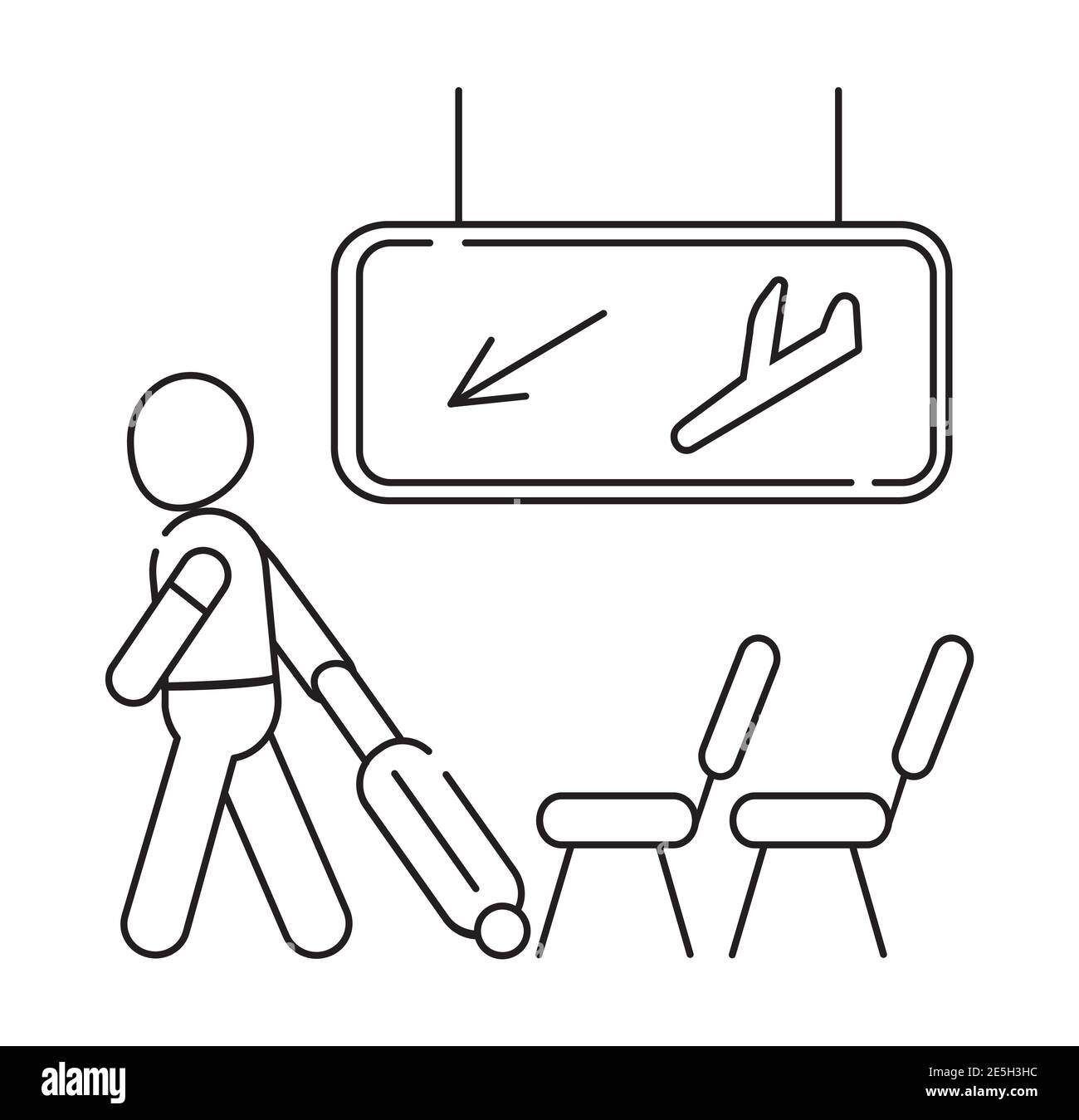 Arrival area icon vector. Airport transit zone sign in outline style is ...