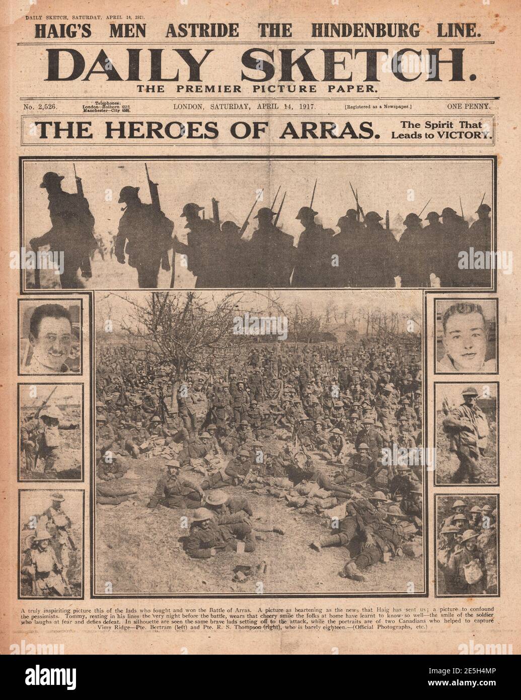 1917 Daily Sketch, Battle of Arras Stock Photo - Alamy