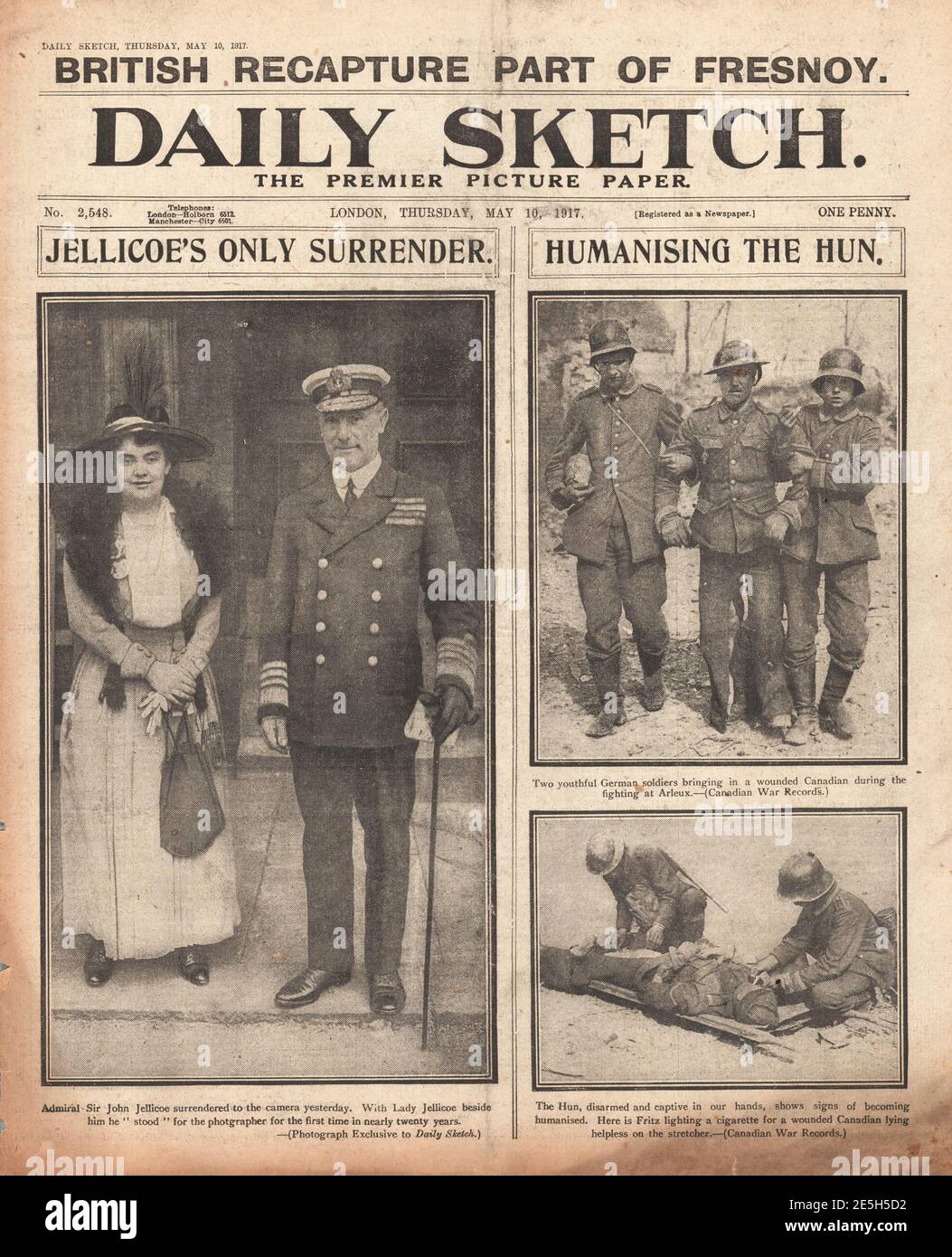 1917 Daily Sketch Admiral John Jellicoe and Lady Jellicoe Stock Photo ...